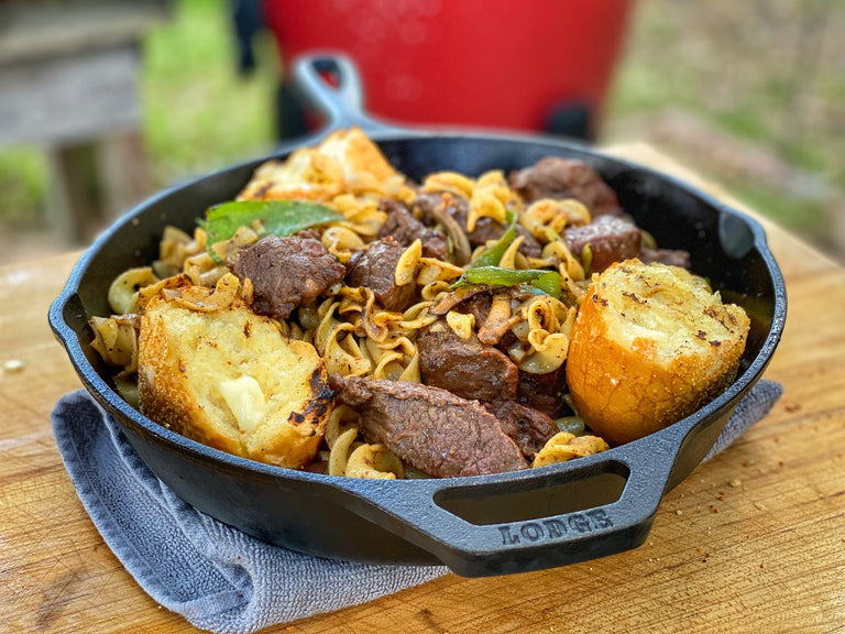 Blackened Steak Tip Pasta - Kamado Joe