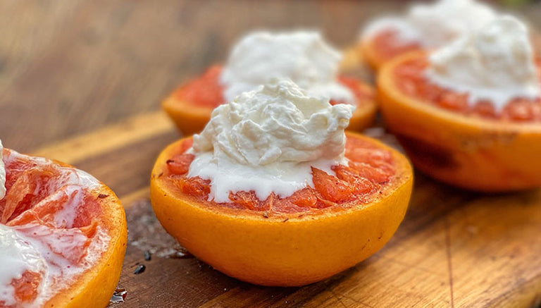 Grilled Grapefruit with Rum Whipped Cream Recipe - Kamado Joe
