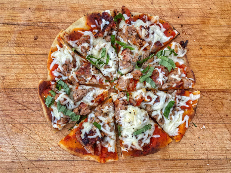 Sausage Flatbread Pizza - Kamado Joe