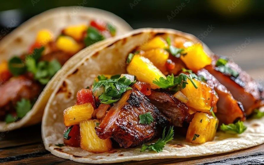 Smoky Braised Short Rib Tiki Tacos with Pineapple Pepper Salsa - Kamado Joe